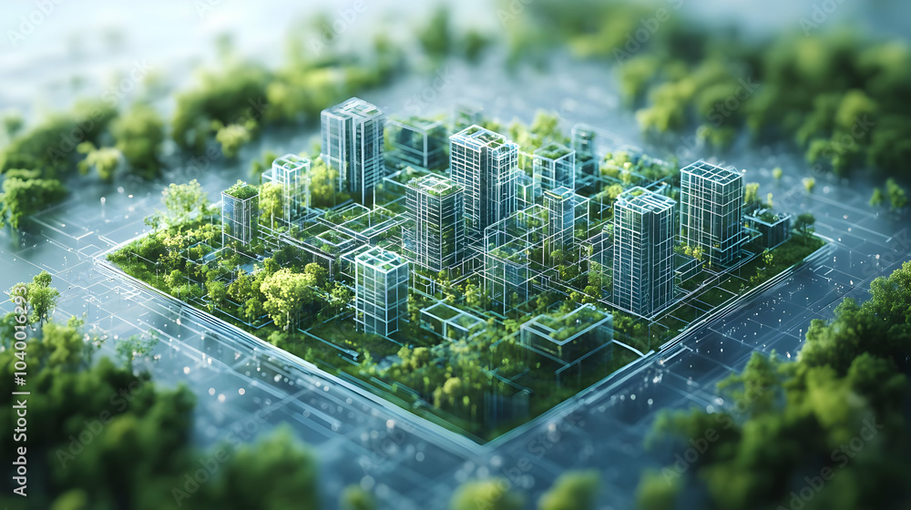 3D Holographic ESG Impact Assessment Matrix Close Up - Detailed Data ...