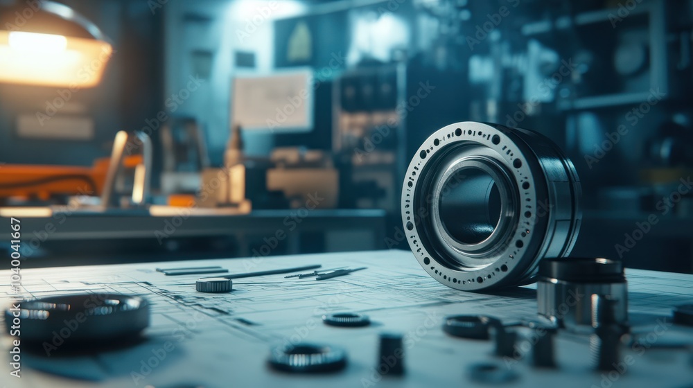 Engineer technician designing drawings mechanical parts engineering ...