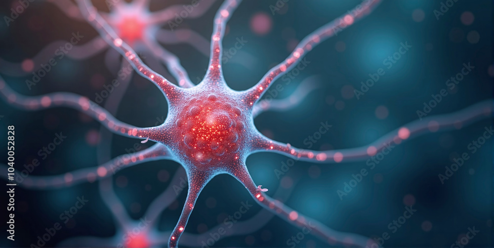 Connected and impulse sending neurons or nerve cells inside organic ...