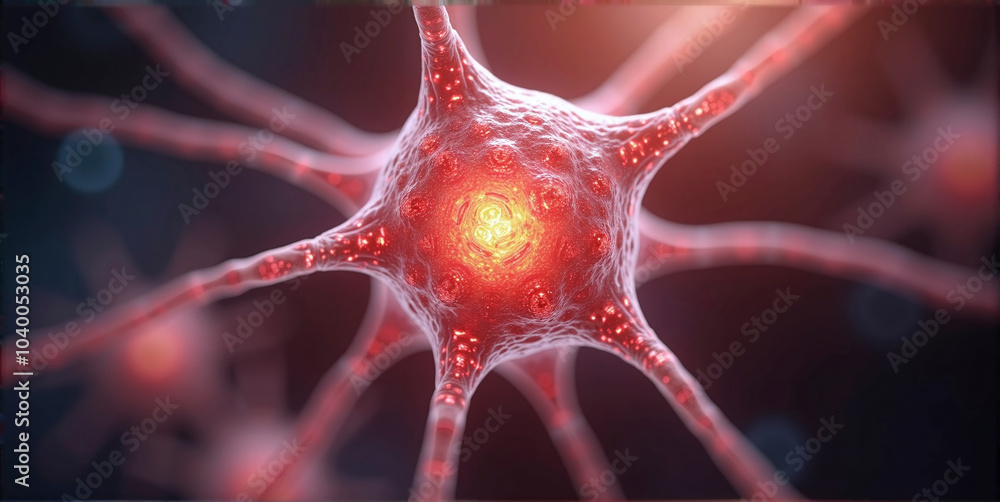 Connected and impulse sending neurons or nerve cells inside organic ...