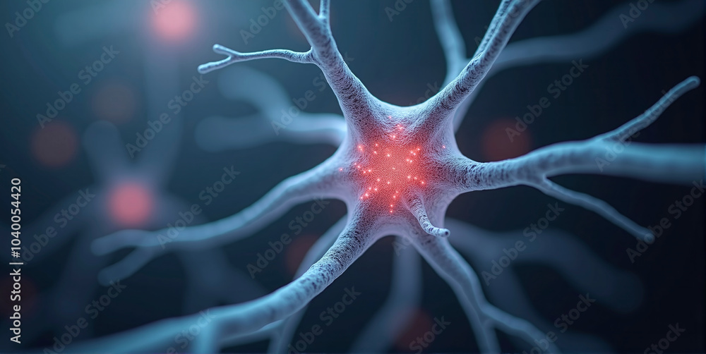 Connected and impulse sending neurons or nerve cells inside organic ...