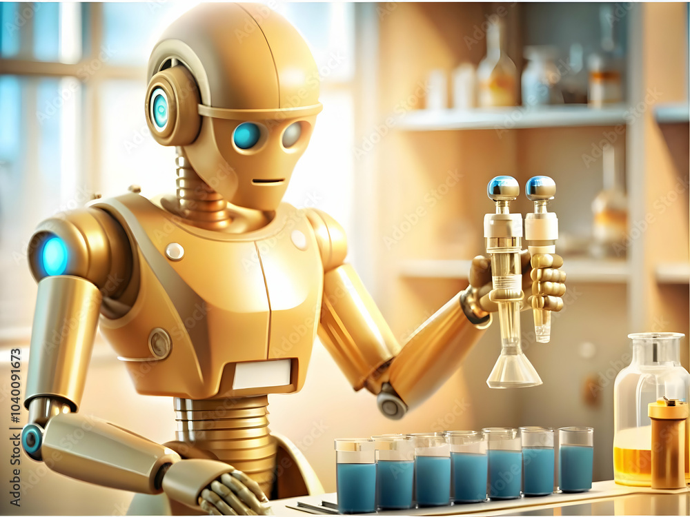 Robot Laboratory Tests Abstract Digital Art, Medical Lab Setting, Soft ...