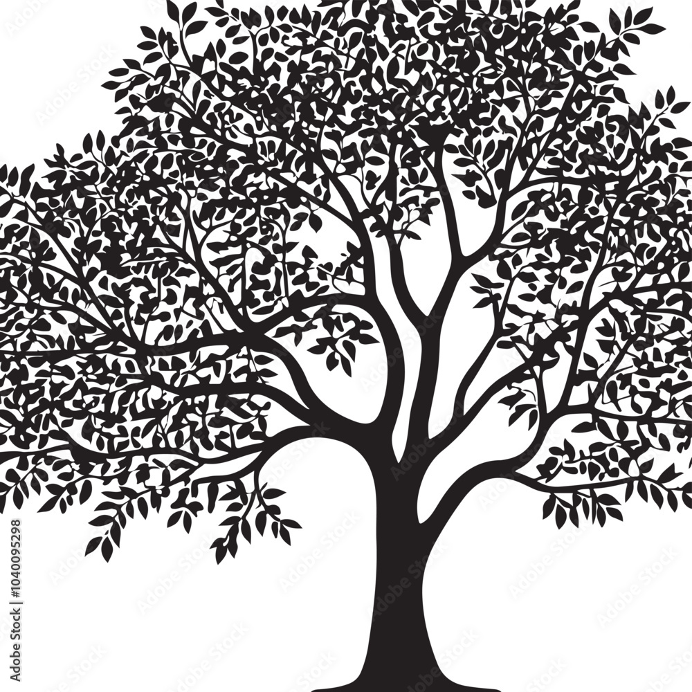 vector image with theme Banyan Tree.vector tree silhouette design white ...