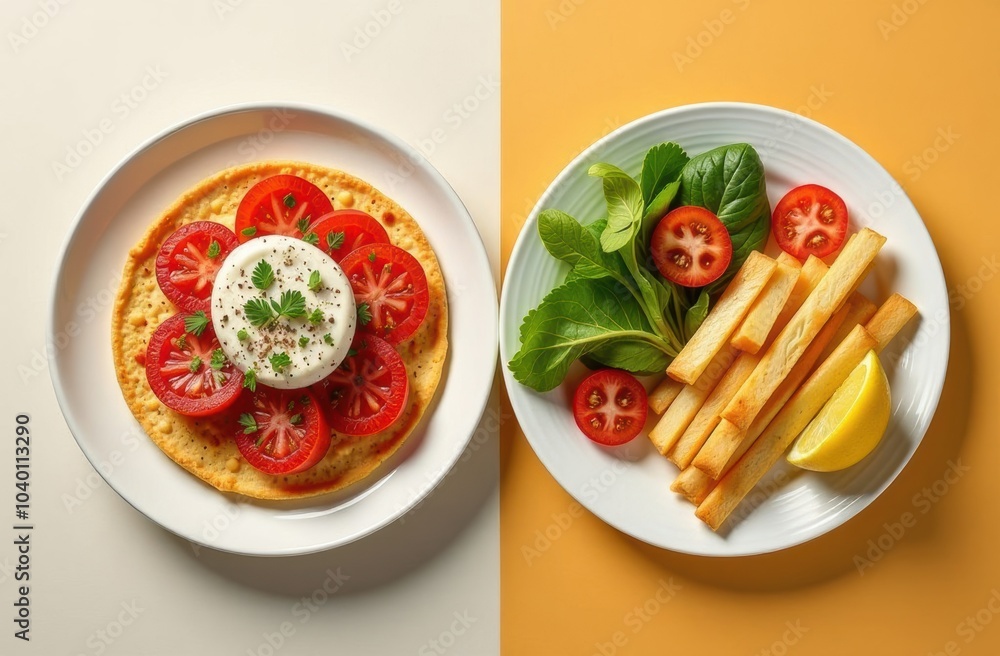 Foto de Healthy vs. Unhealthy Food Comparison - Junk Food vs ...