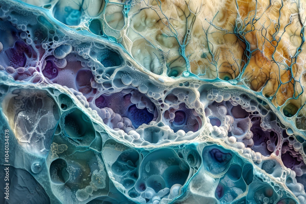 Plant Root Tissue: A detailed image of a plant root cross-section ...