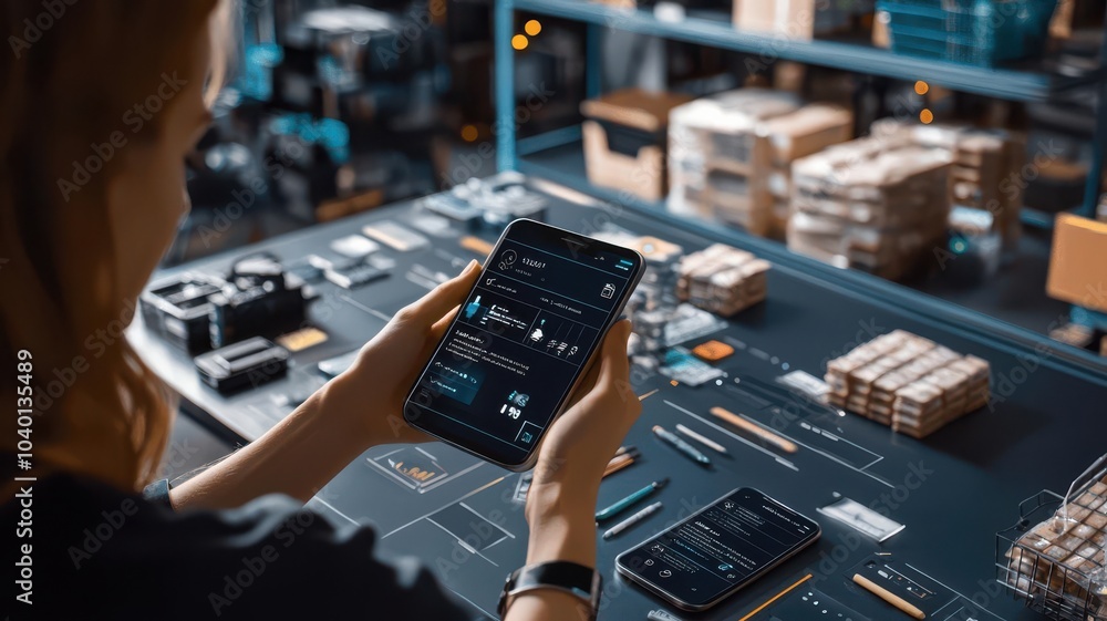 Worker scanning goods into the inventory management system using a ...