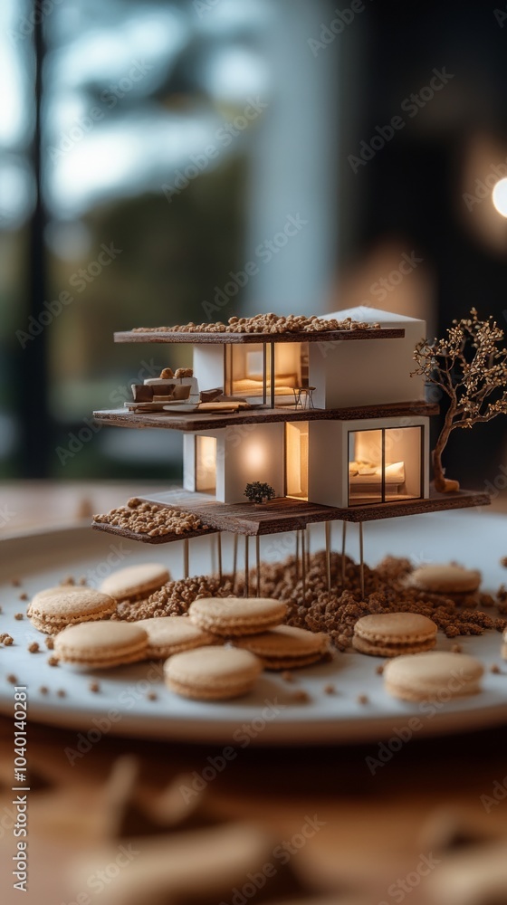Tiny architects crafting cookie-sized homes, whimsical designs, playful ...