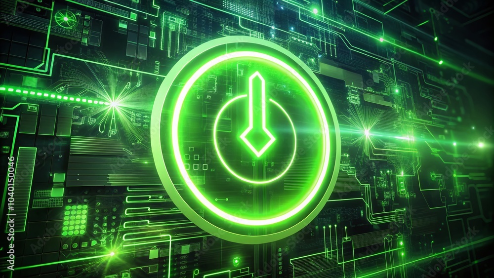 Neon Green Admin Stroke Symbol Glowing Animation in Panoramic View for ...