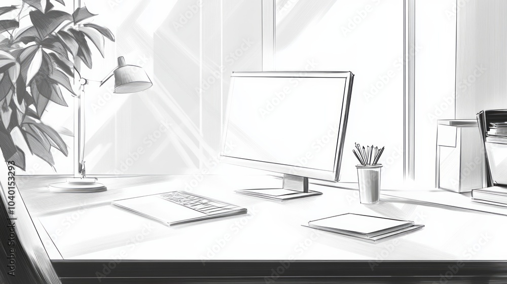 Storyboard black and white line art illustration, close up shot surface ...