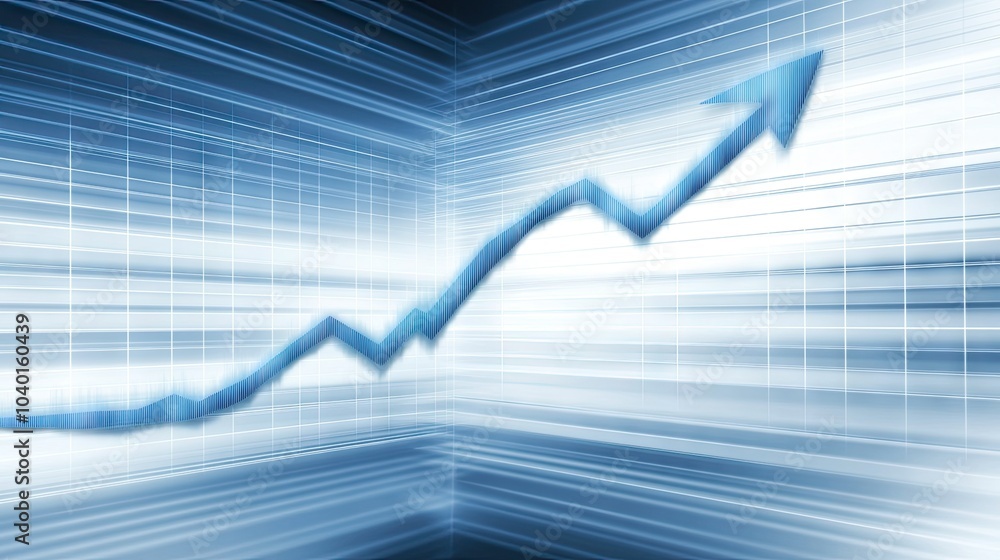 A dynamic financial chart with a bold upward arrow, representing a ...