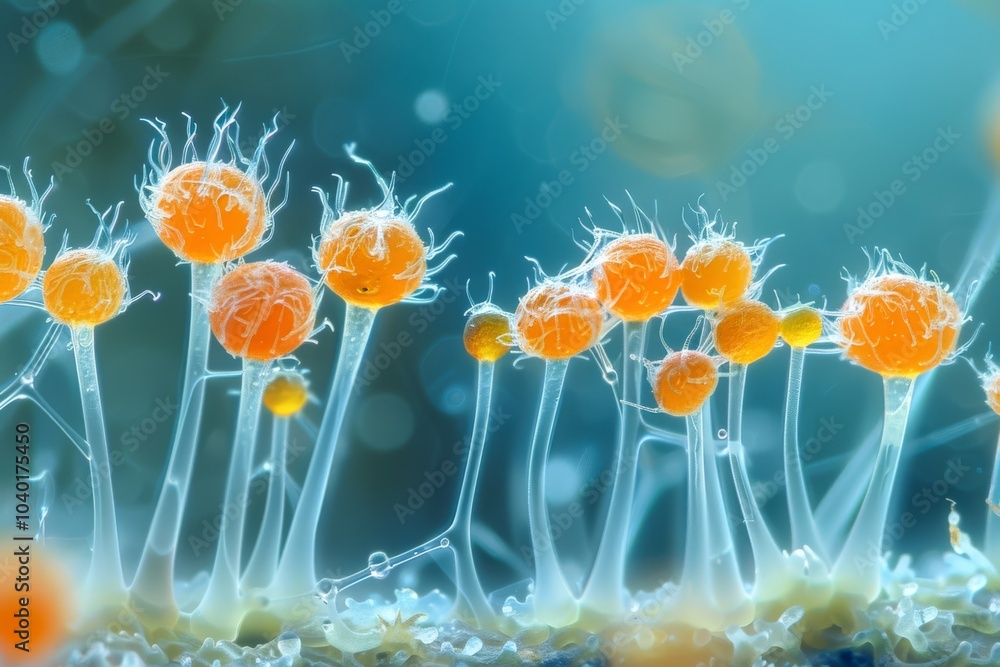 Spore Germination: An image of fungi spores beginning to germinate on a ...