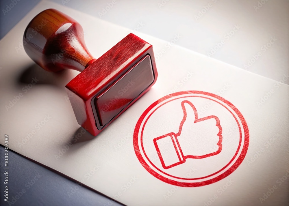 Red Rubber Stamp Design Concept with Thumbs Up Symbol for Endorsement ...