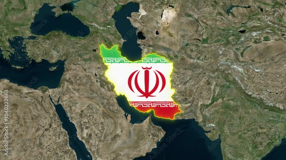 Iran Map With Flag. Animated Map of The Islamic Republic of Iran with ...
