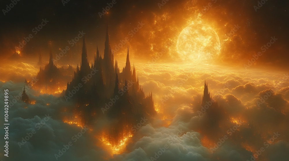 Preflood world filled divine light and mystery ancient humans in awe of ...