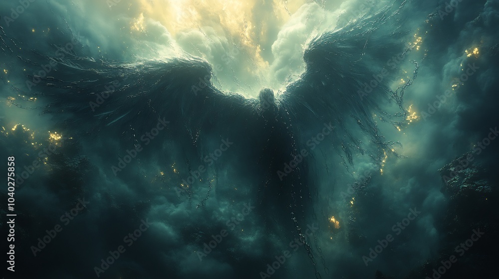 Dark mystical realm of fallen angels celestial chains bind them to ...