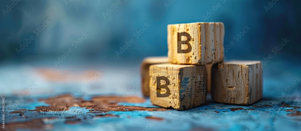 Wooden blocks displaying a message about a beta version with a blue ...