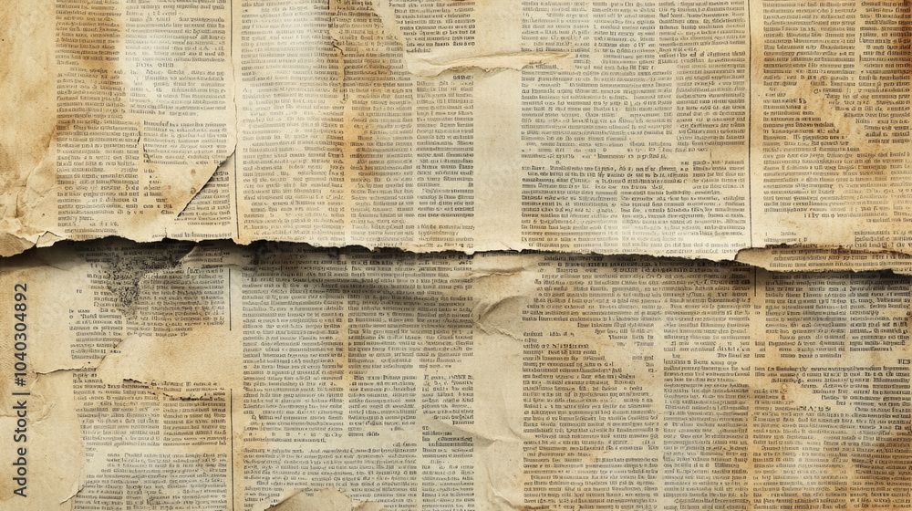Antique newspaper texture with grunge details, faded and weathered with ...