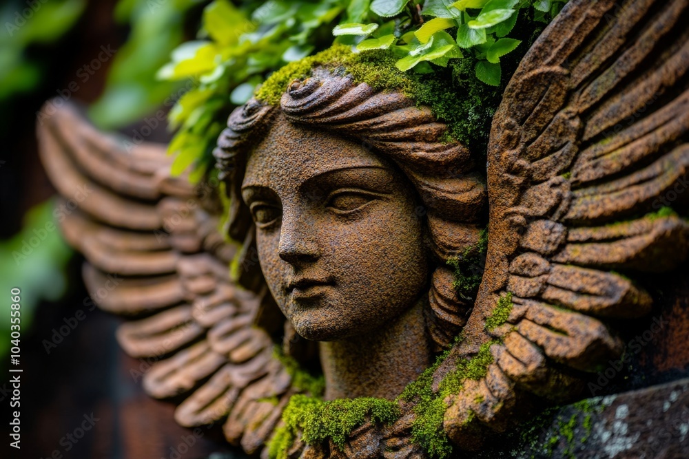 Hyper-realistic close-up of an angelâ€™s face, with every crack in the ...