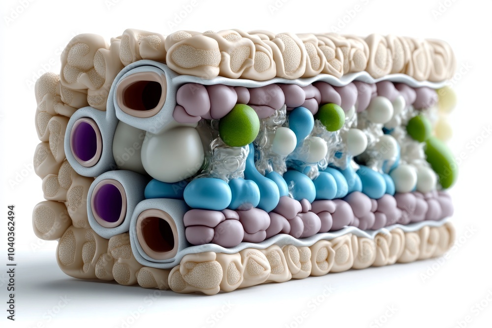 Selective ion transport through a cell membrane, showing the different ...