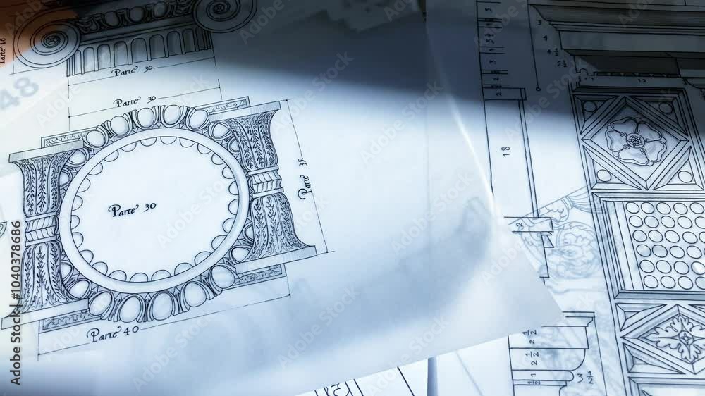 blueprints - drawings of antique architecture - drawings of antique ...
