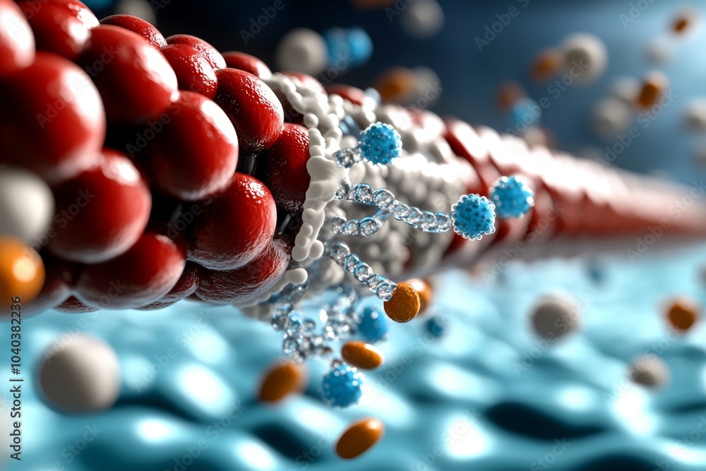 Fluid mosaic model of the cell membrane, with detailed phospholipids ...