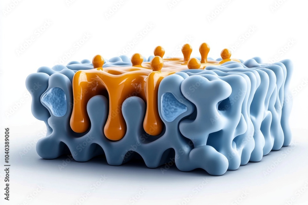 Minimalist cross-section of a human cell membrane, showing simple lipid ...
