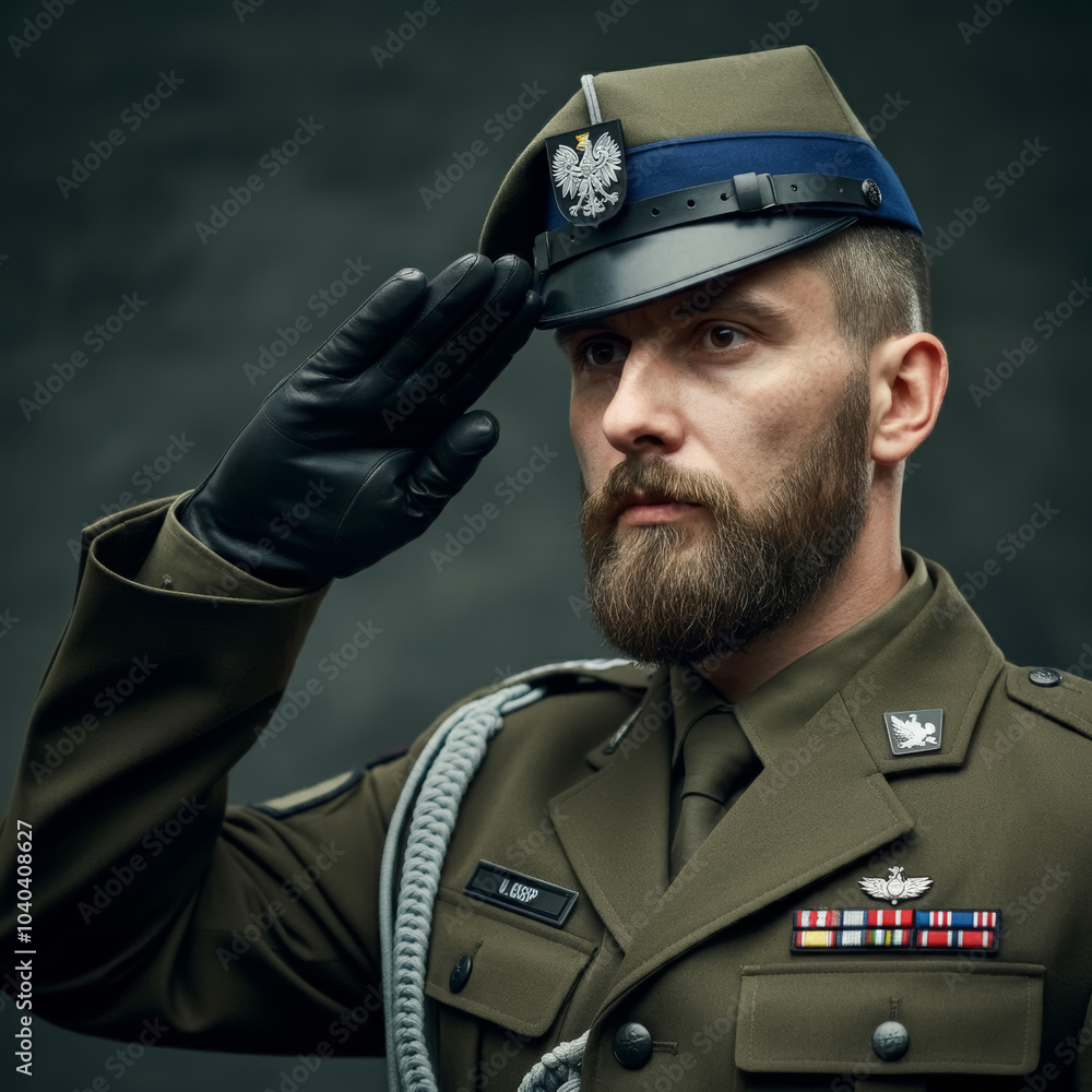 Polish soldiers giving salute during ceremony military, glory and honor ...