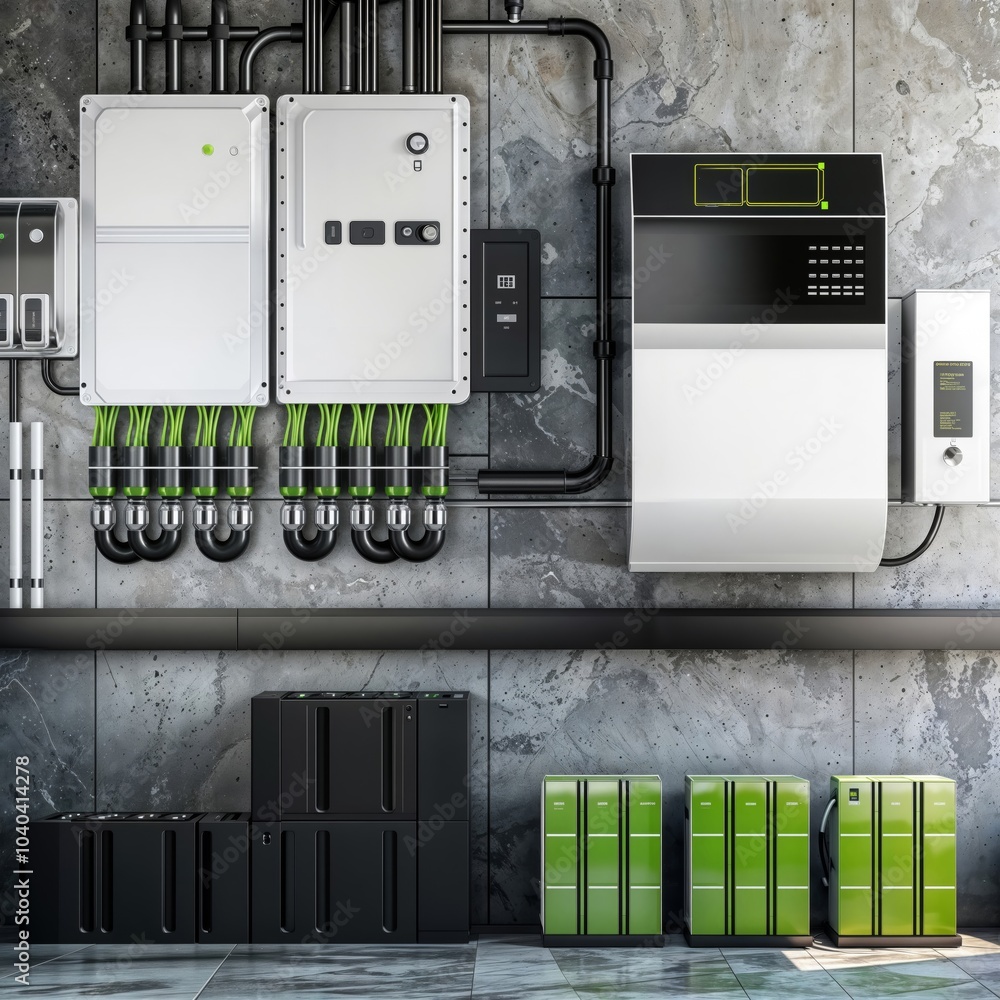 Advanced Energy System. A high-tech energy storage system with sleek ...