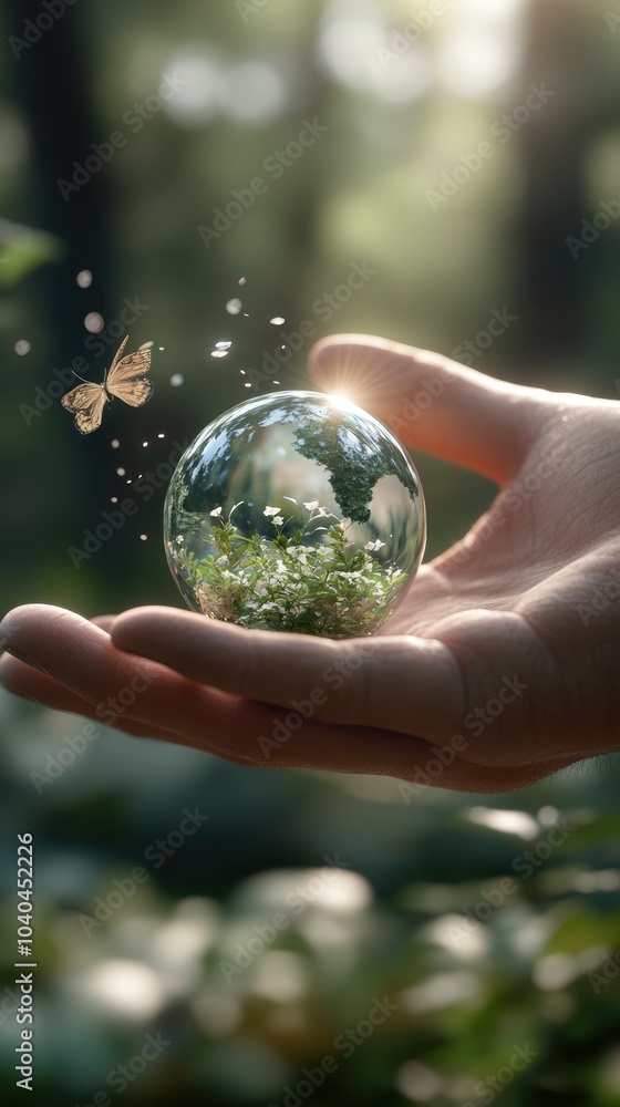 Global responsibility: hand holding globe symbolizes humanity ...