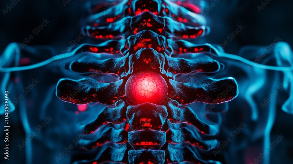 Detailed illustration of a human spine highlighting vertebrae structure ...