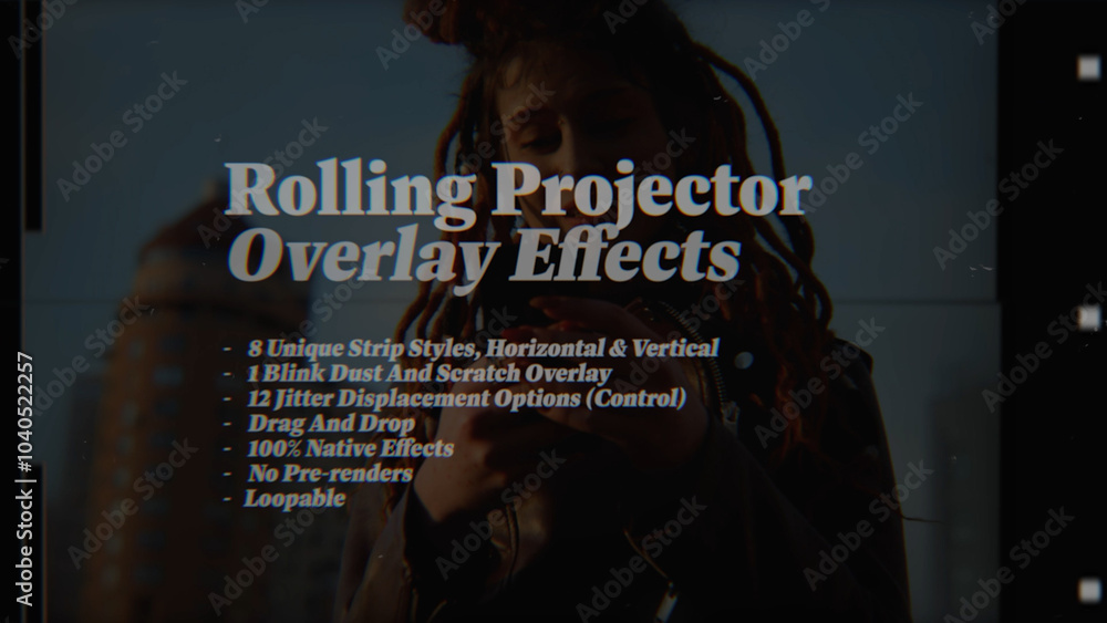Rolling Projector Animated Overlay Effects, Organic Film Frame Jitter ...