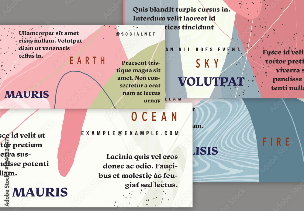 Web Banner Layout Overlapping Blobs Textured With Spots And Lines Stock ...