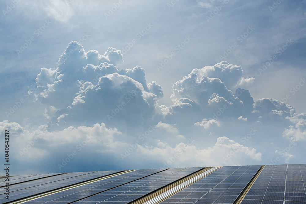 the rooftop of factory warehouse. renewable energy of photovoltaic for ...