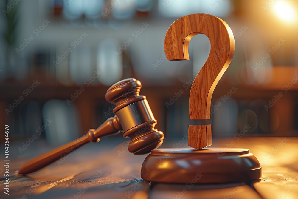 Close-up Image of Question Mark and Auction Gavel: Symbolizing Law ...