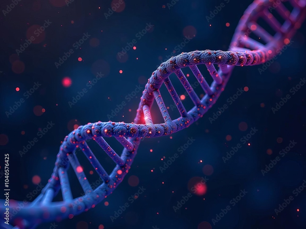 3d rendered genetic illustration of human dna under microscope created ...