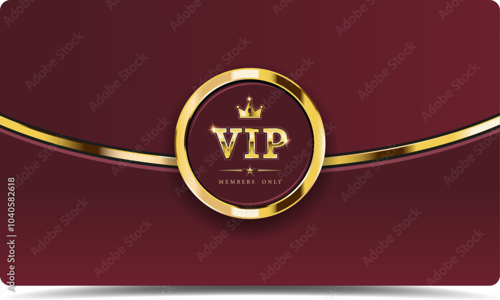 For premium persons, a VIP invitation card, rectangular, on a burgundy ...