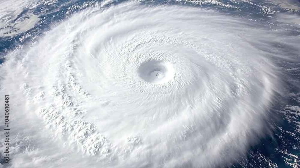 Satellite view of a huge spiral hurricane. Powerful forces of nature ...