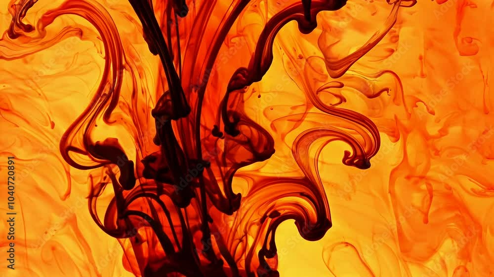 dynamic mixing dark orange red paint swirls captured rich terracotta ...