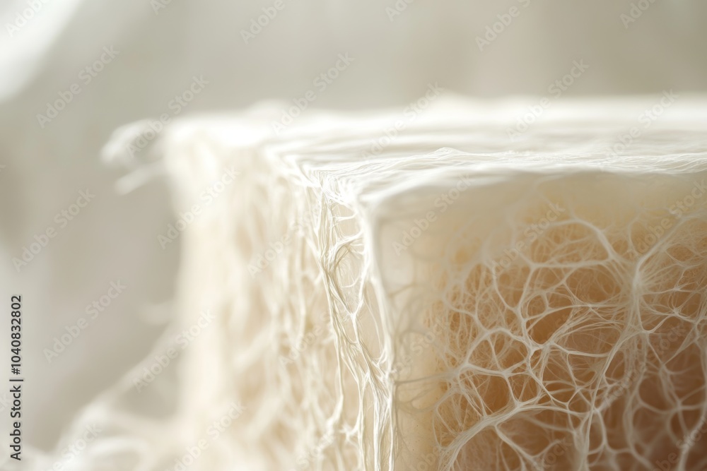 Close-up of a biodegradable mycelium box showcasing its fibrous texture ...