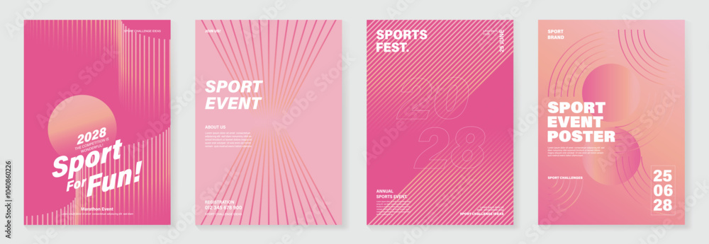 Sport event poster design background vector set. Running sport cover ...