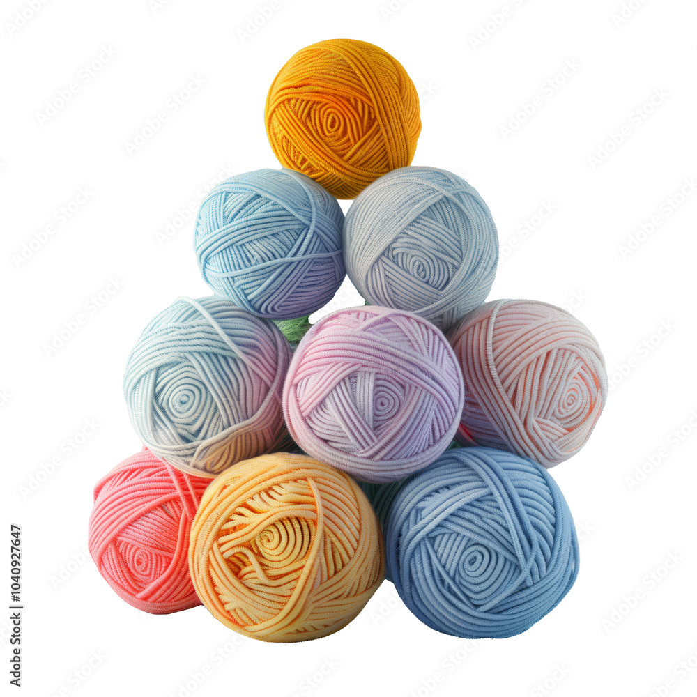 Craft Yarn Balls in Bright and Pastel Colors, Transparent Background ...