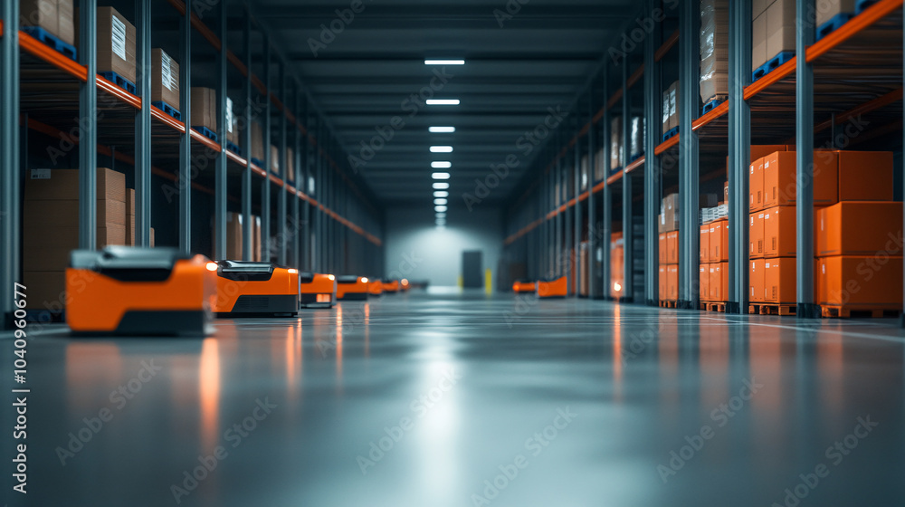 Inside a high-tech warehouse, robots with built-in sensors maneuver ...