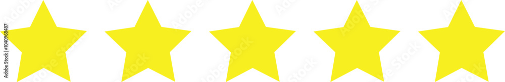 five stars customer product review icon. yellow 5 star rating feedback ...