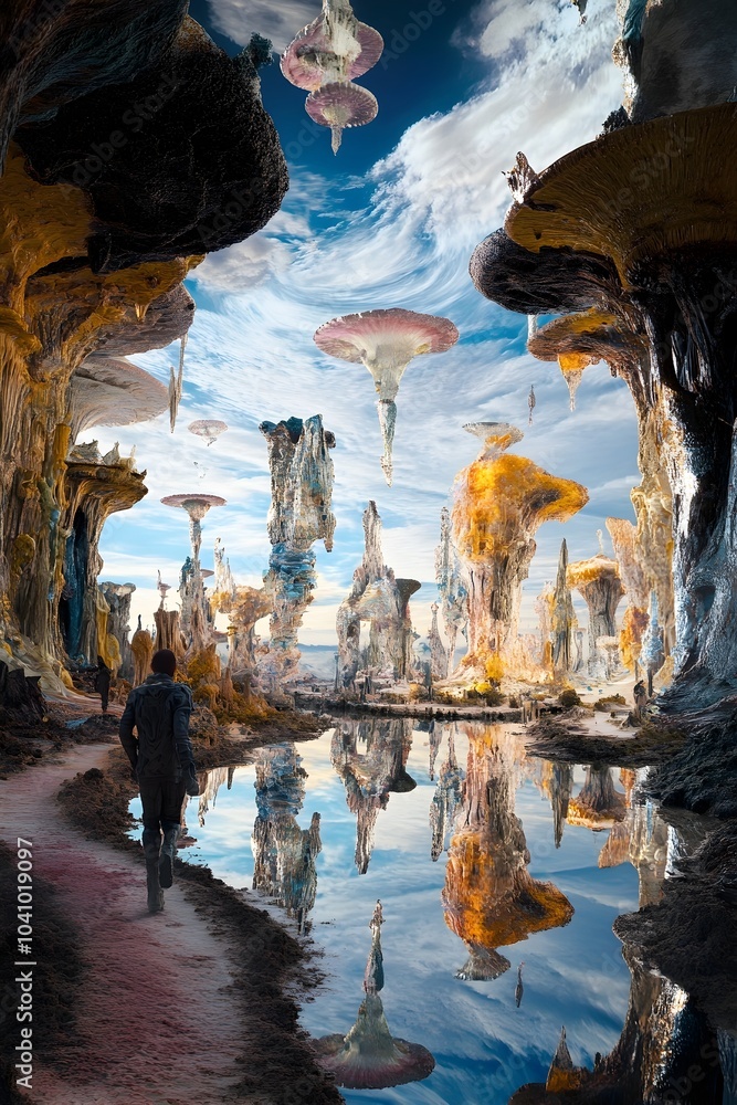 Surreal Alien Landscape with Floating Islands and Distorted Gravity ...