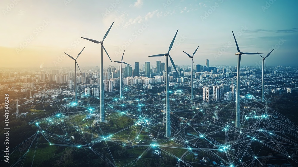 Photo & Art Print A smart grid network visualized with AI, efficiently distributing renewable ...