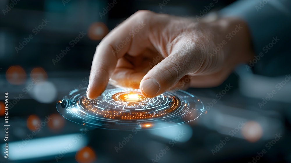 Futuristic HR holographic table with dynamic employee data projections ...