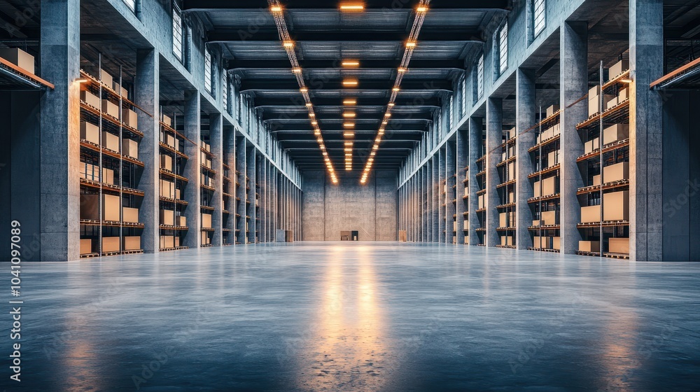 Warehouse or industry building interior. known as distribution center ...