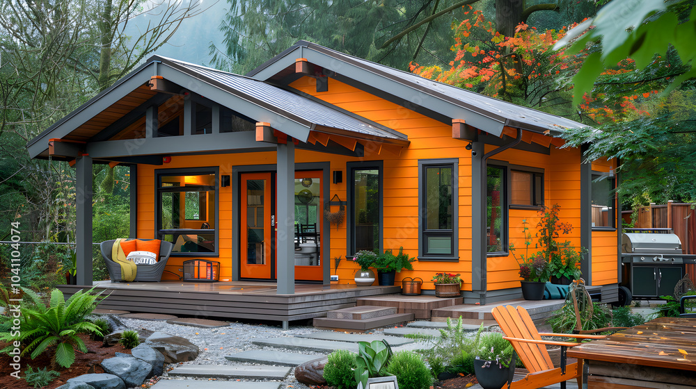 ADU also known as tiny house or inlaw cottage information. Concept ...