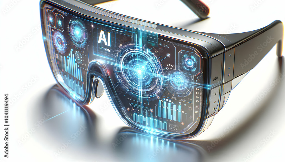 Futuristic Glasses AI HUD Macro View 3D Close Up Smart Glasses Detailed ...
