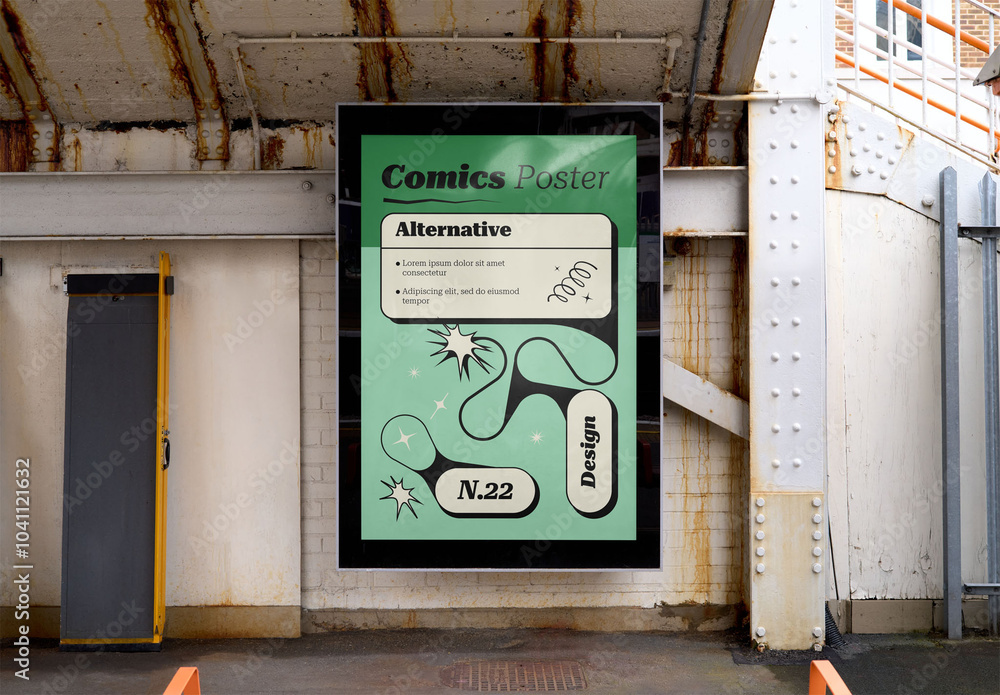 Mockup Of Vertical Customizable Poster Under Bridge Stock Template ...